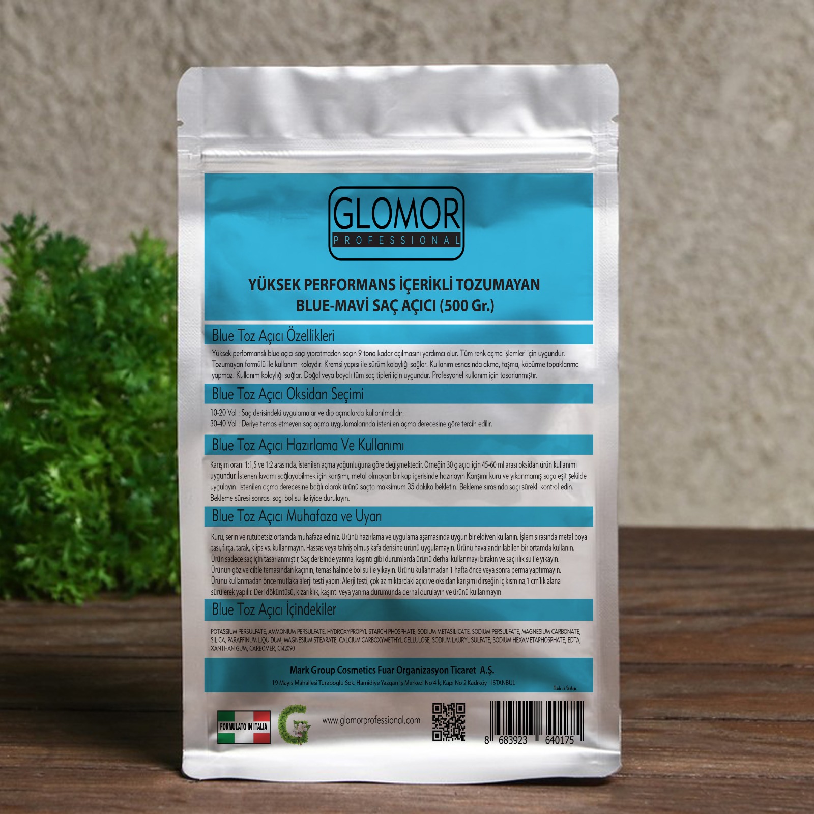 GLOMOR YÜKSEK PERFORMANS İÇERİKLİ TOZUMAYAN BLUE-MAVİ SAÇ AÇICI (500 Gr ...